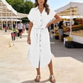 CHUMUD Summer Dresses for Women Collared Shirt Dress, Short Sleeve ...