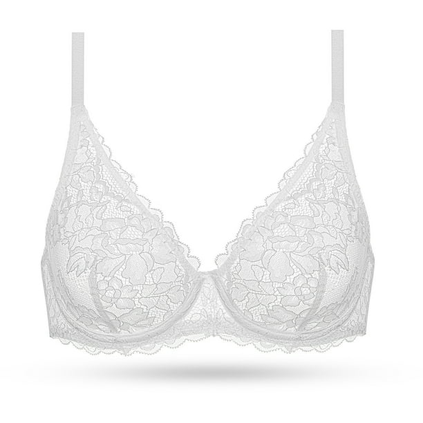 Deyllo Womens Sexy Lace Bra Non Padded Underwire See Through Unlined