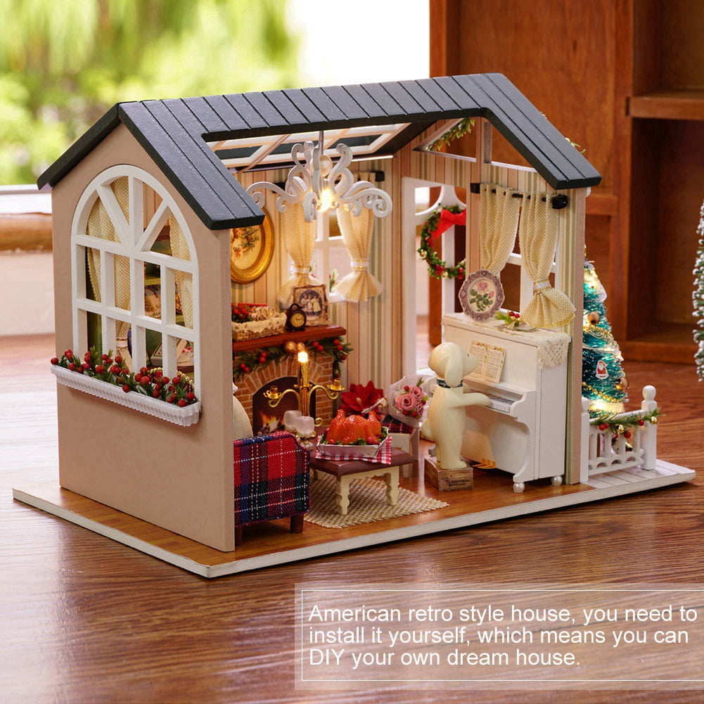 Sonew Kids DIY Miniature Wooden House Toy Furniture Handcraft Houses ...