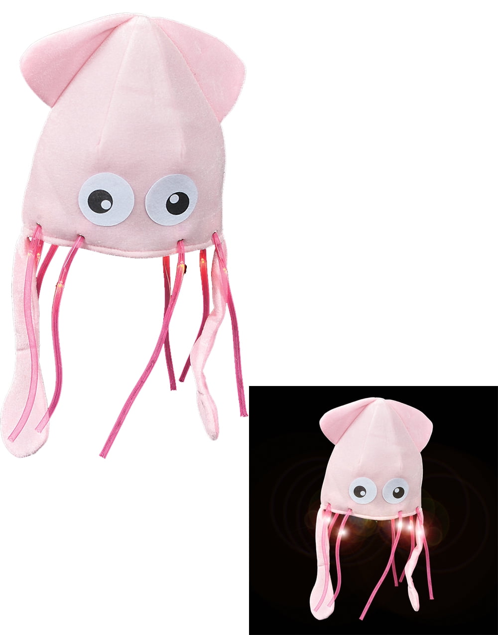 Light Up Pink Squid Hat Funny Animal Party Hat Cap Costume Accessory ...