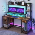 DWVO 59.1"Computer Desk with Power Outlets & Hutch, Office Desk with ...
