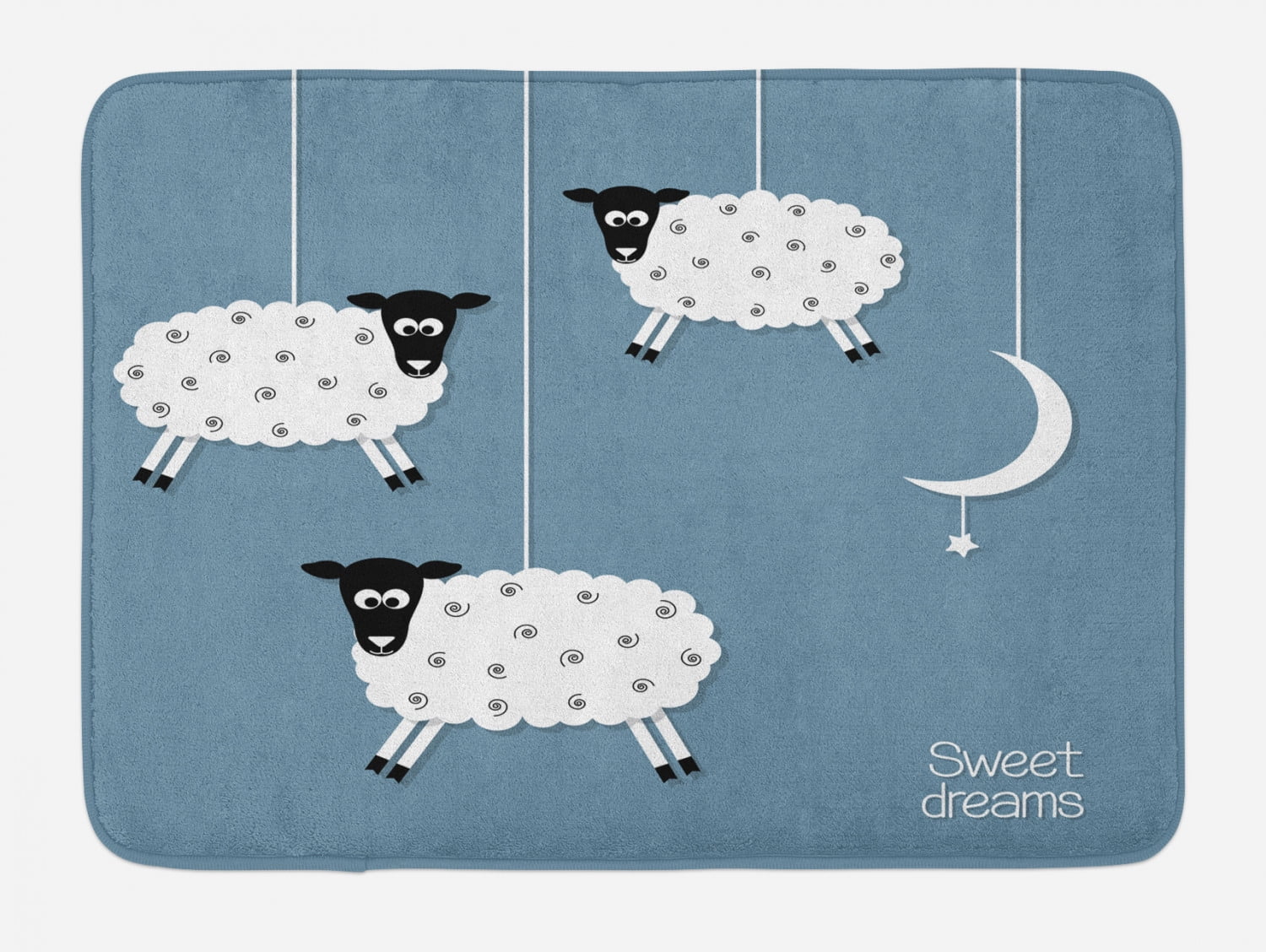 Sweet Dreams Bath Mat, Hanging Sheep Star and Crescent Moon Sleeping ...