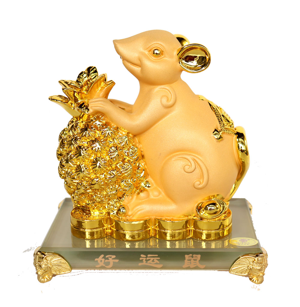 Chinese Zodiac Rat Statue with Pineapple - Walmart.com