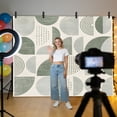 Abstract Semicircles Backdrops for Photography, Boho Art Modern Sage ...