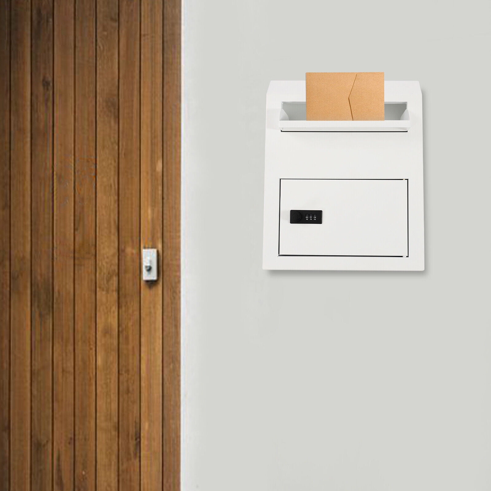 Wall Mount Locking Drop Box Steel Mailbox for Rent Payments Mail Keys ...