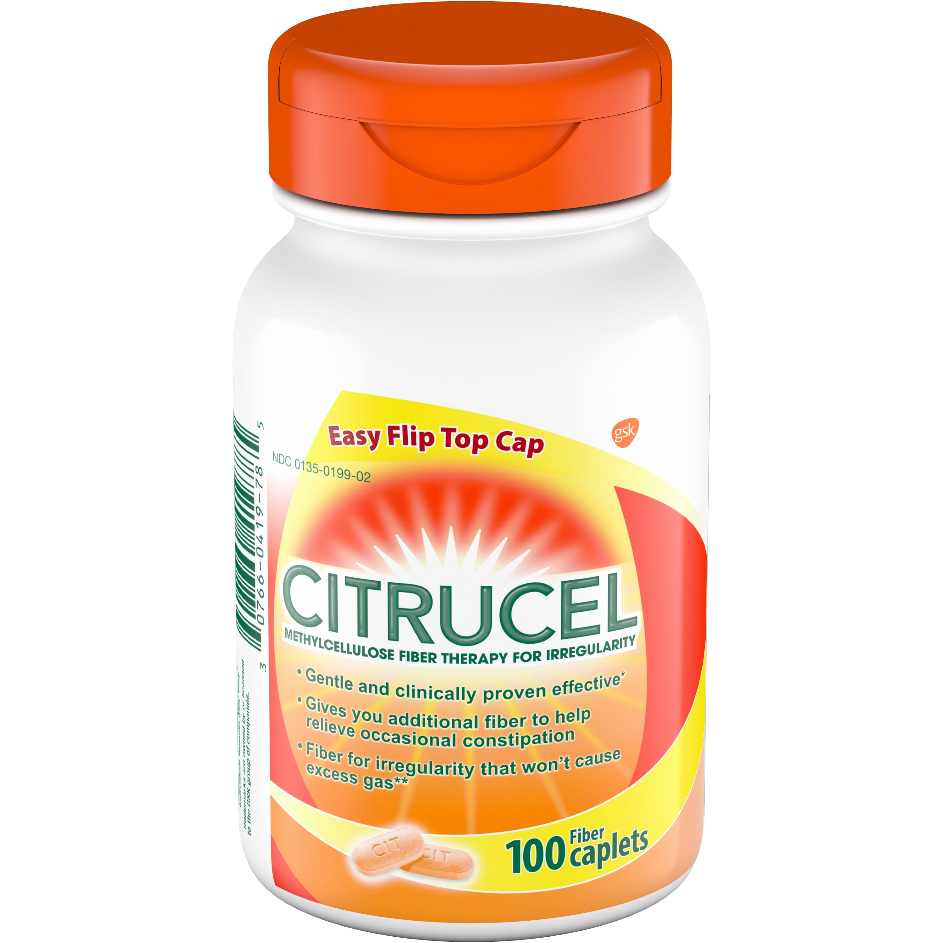 Citrucel Caplets Fiber Therapy for Occasional Constipation Relief, 100 ...