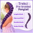 Purple Braided Ponytail Pre-Braided Synthetic Hair 22Inch Easy Tie-on ...