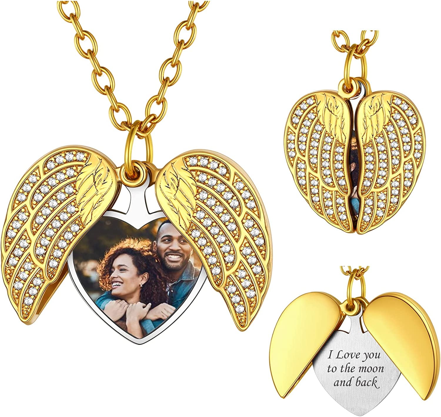 Silver Open Heart Wings