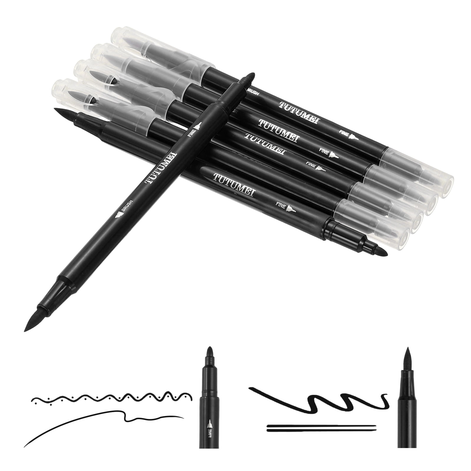 Click here for Uxcell Dual Brush Markers  Black Fine And Brush Ti... prices