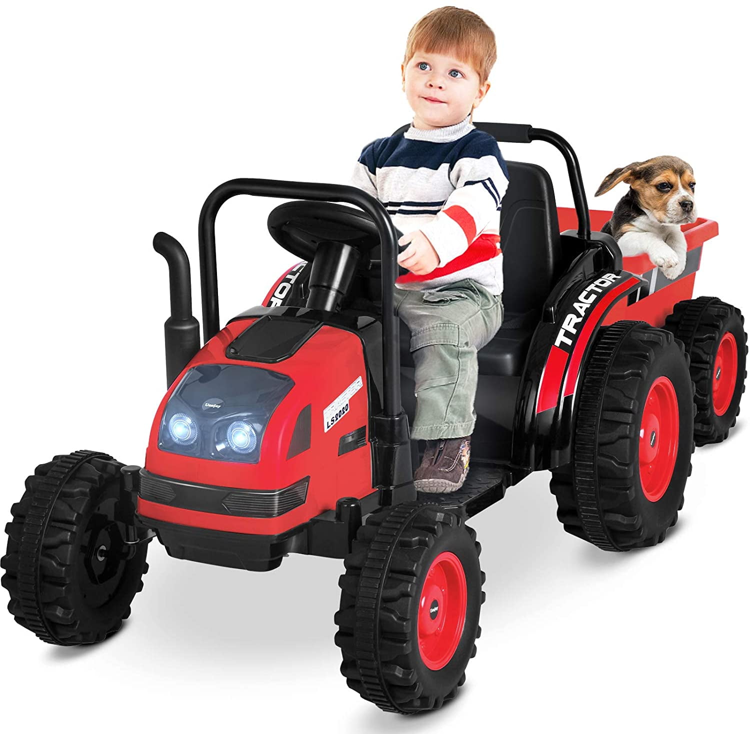 Uenjoy Electric Ride On Tractor with Trailer, Electric Tractor ...