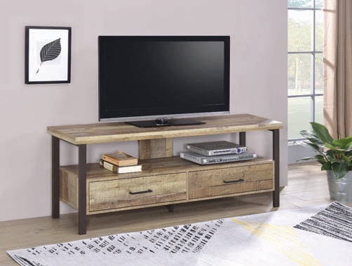 59" 2-drawer TV Console Weathered Pine - Walmart.com