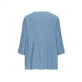Cotton Linen Shirts for Women Plus Size Summer 3/4 Sleeve V Neck Button ...
