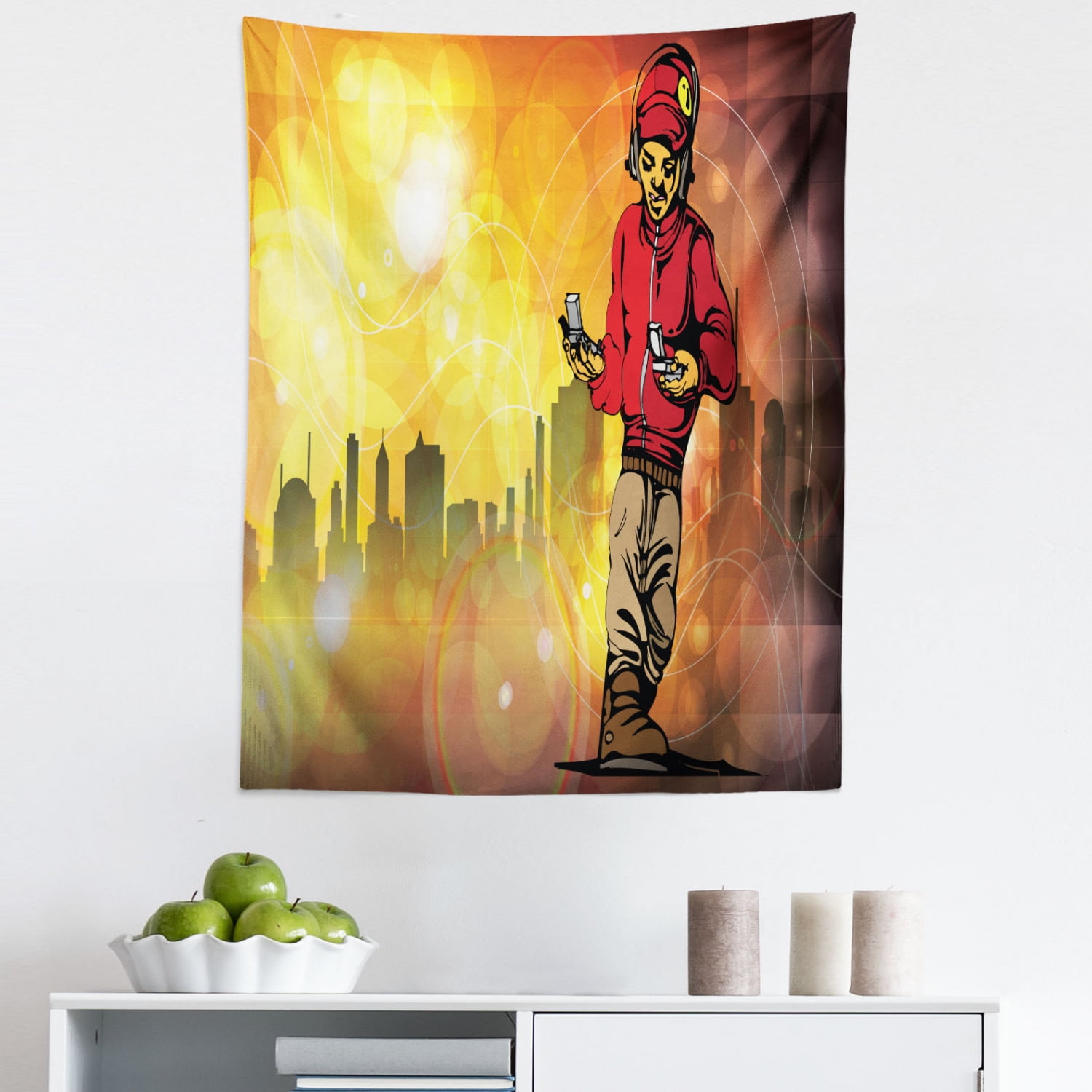 Hip Hop Tapestry, Rap Music and Dance Themed Image a Rapper Guy City ...