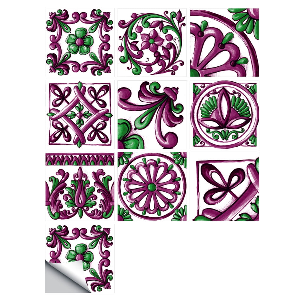 wall adhesive tile flower pattern wall tile mural tile decor wall tile ...