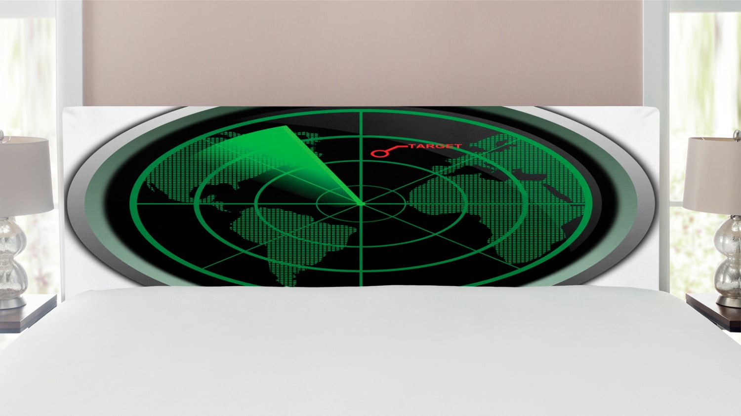 Airplane Headboard, Plane Flight Screen Radar Route Avitaion Green on ...