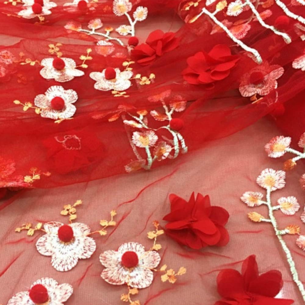 HAORUN Lace 3D Flower Embroidery Tulle Mesh Fabric for Dress Skirt ...