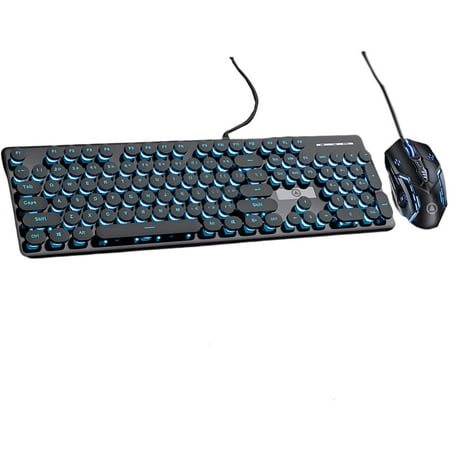 V8 Round Keycaps Gaming Wired Keyboard Mouse Luminous for PC Desktop ...