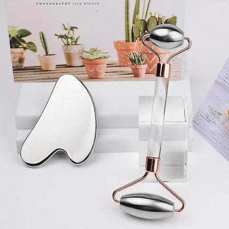 Gua Sha Massage Tool Set Stainless Steel Facial Scraper Eye Roller Body ...