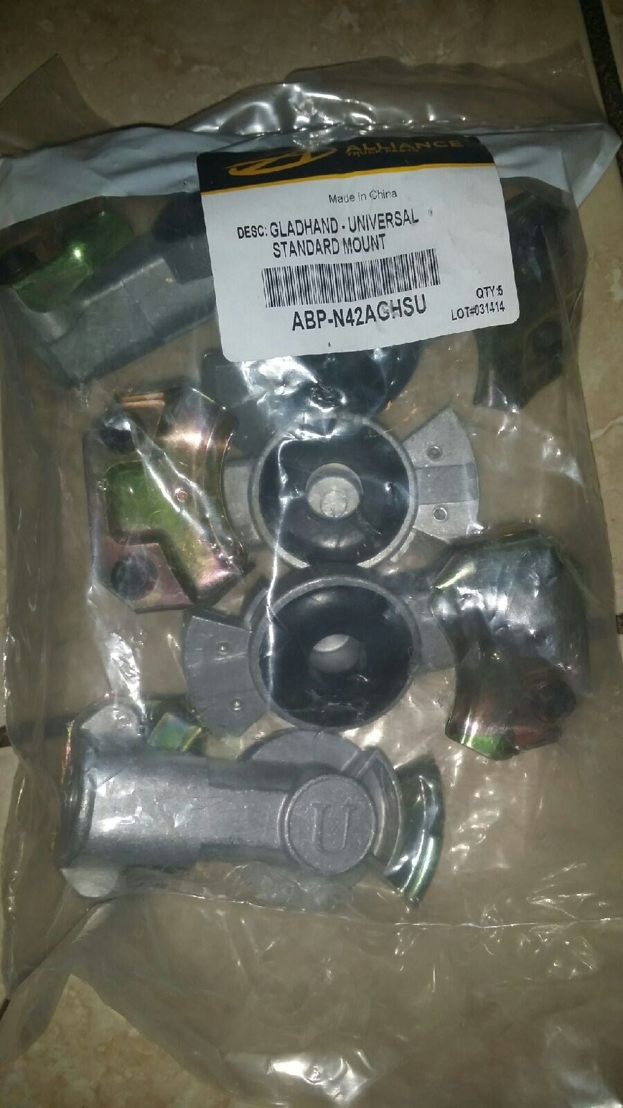 (5 PCS) UNIVERSAL GLAD HAND DIE CAST ALUMINUM USE W/ SEALS BRAKE LINE ...