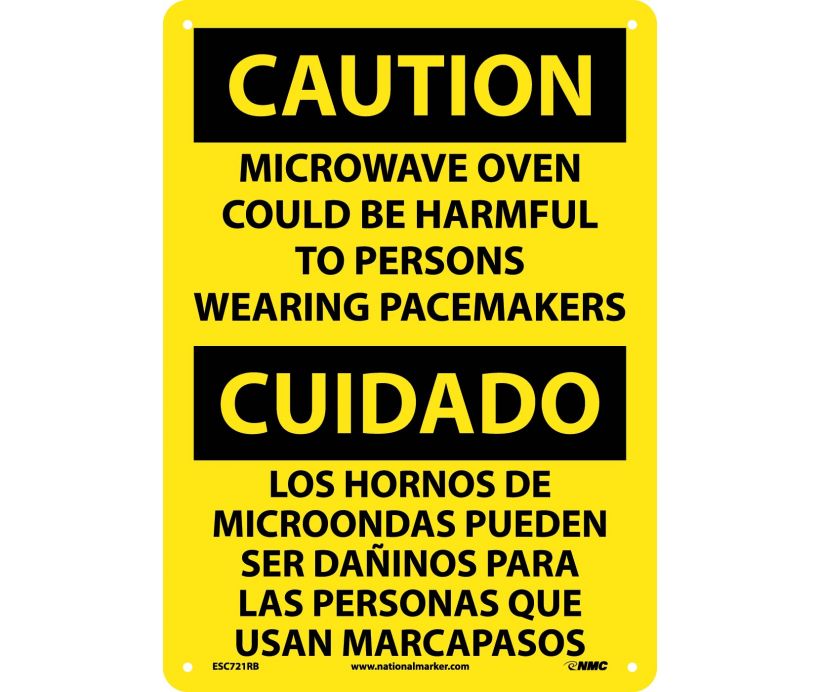 NMC Signs Esc721Rb, Caution Microwave Oven Harmful Sign - Bilingual, 14 ...
