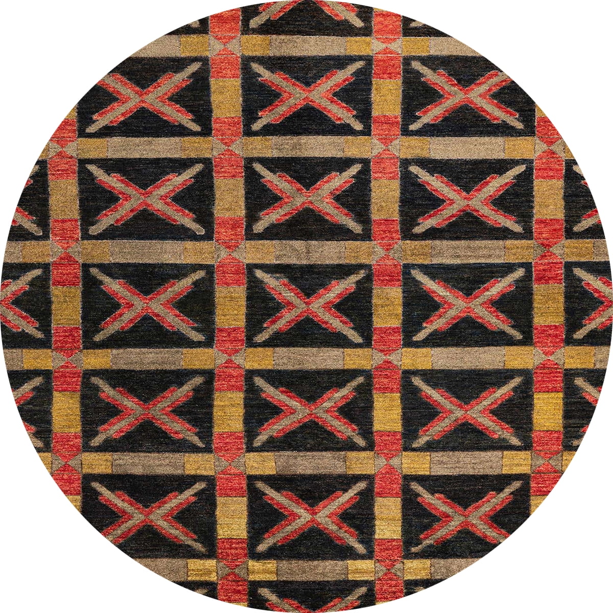 Ahgly Company Indoor Round Abstract Red Abstract Area Rugs, 6' Round ...