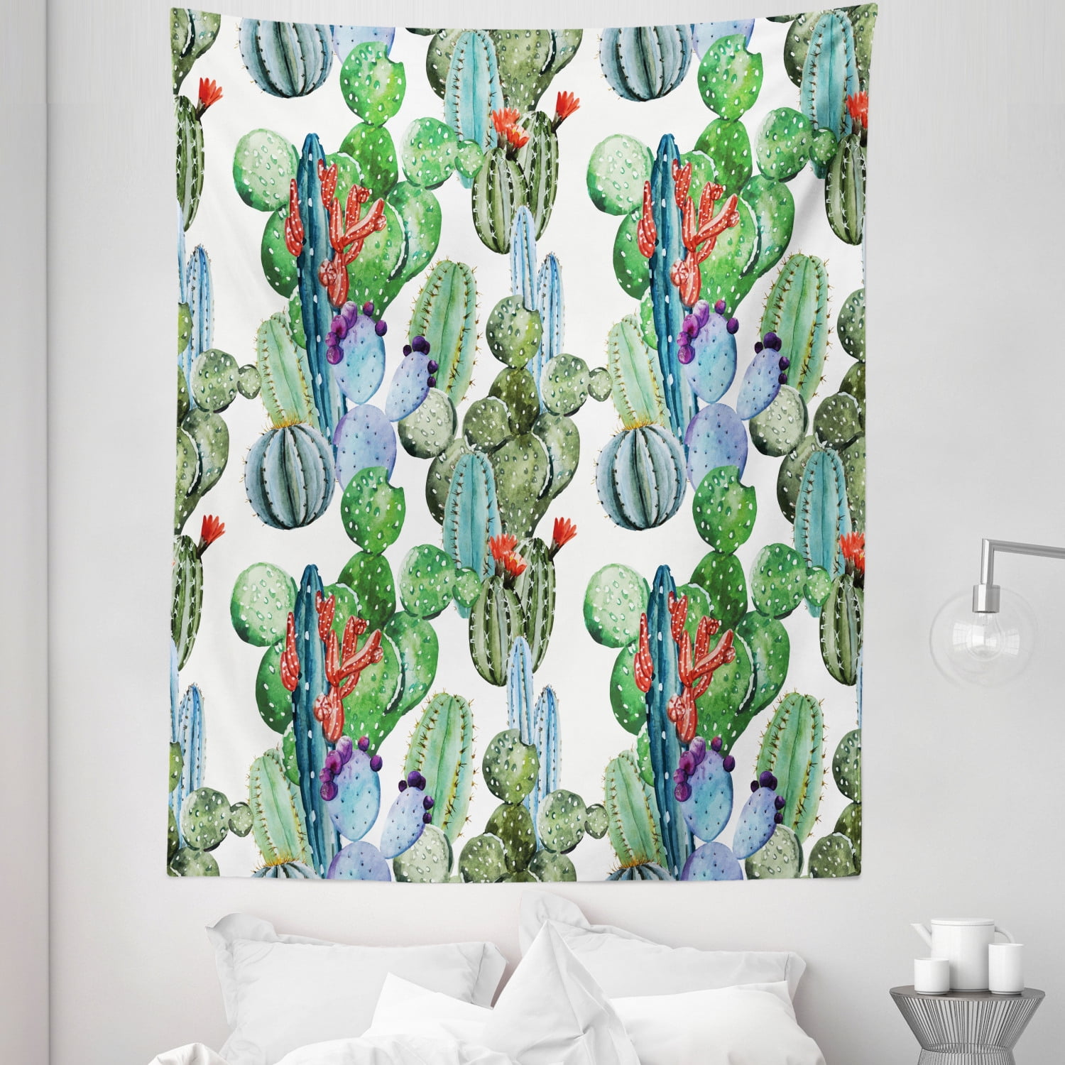 Cactus Tapestry, Different Cactus Types in Watercolors Style Display ...