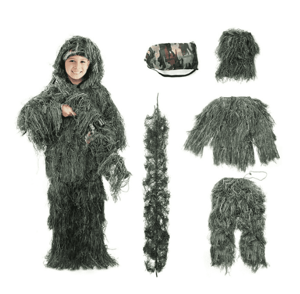 5PCS Kids Adult Ghillie Suits child Camouflage Tactical Army Jungle ...
