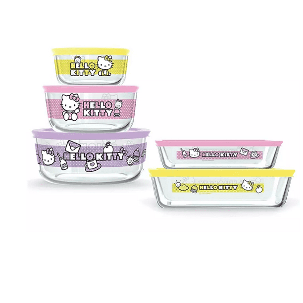 Pyrex 10 Piece Glass Food Storage Set, Hello Kitty - Walmart.com