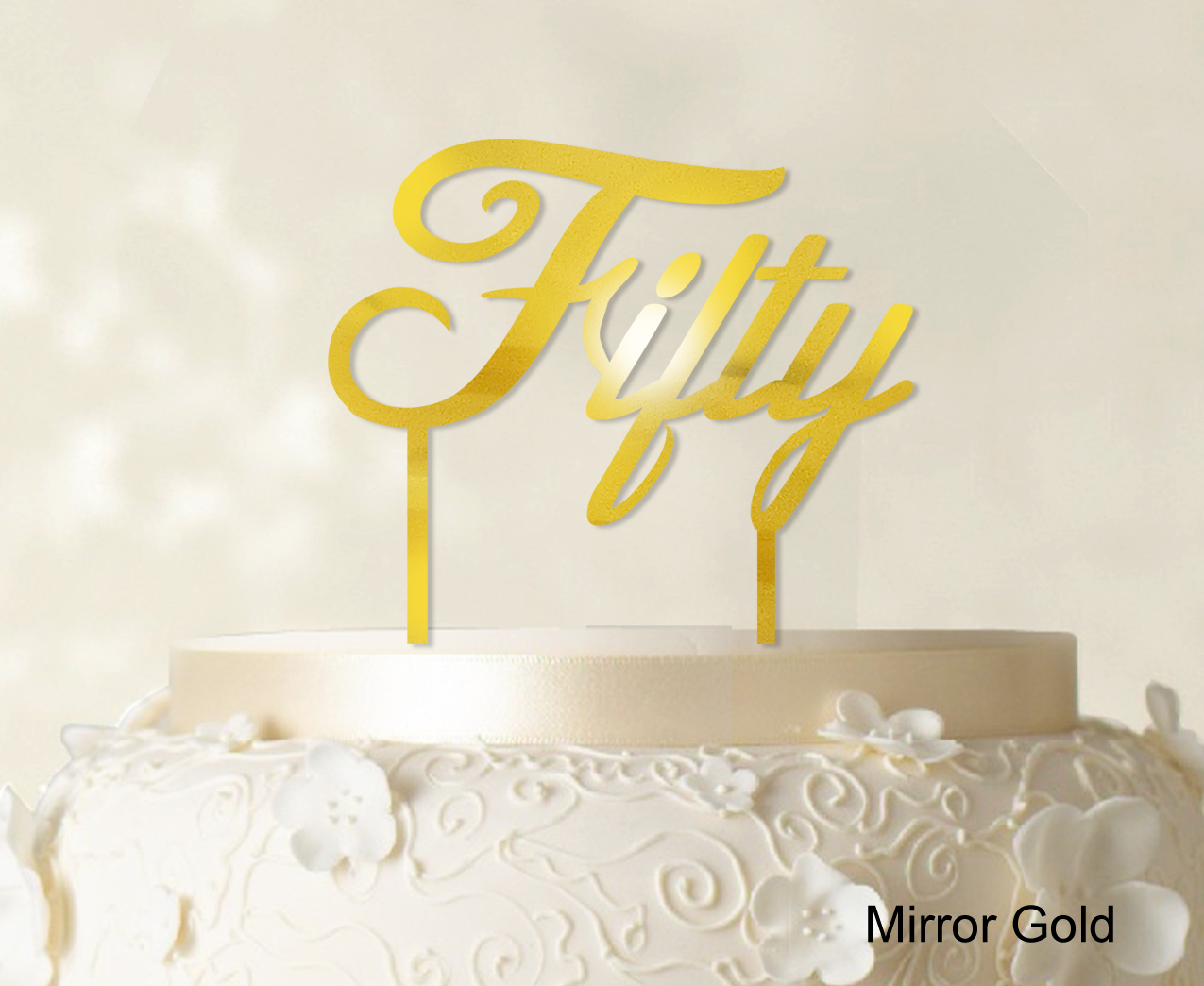 """Fifty"" Custom Birthday Cake Topper Personalized Wedding Cake Topper ...