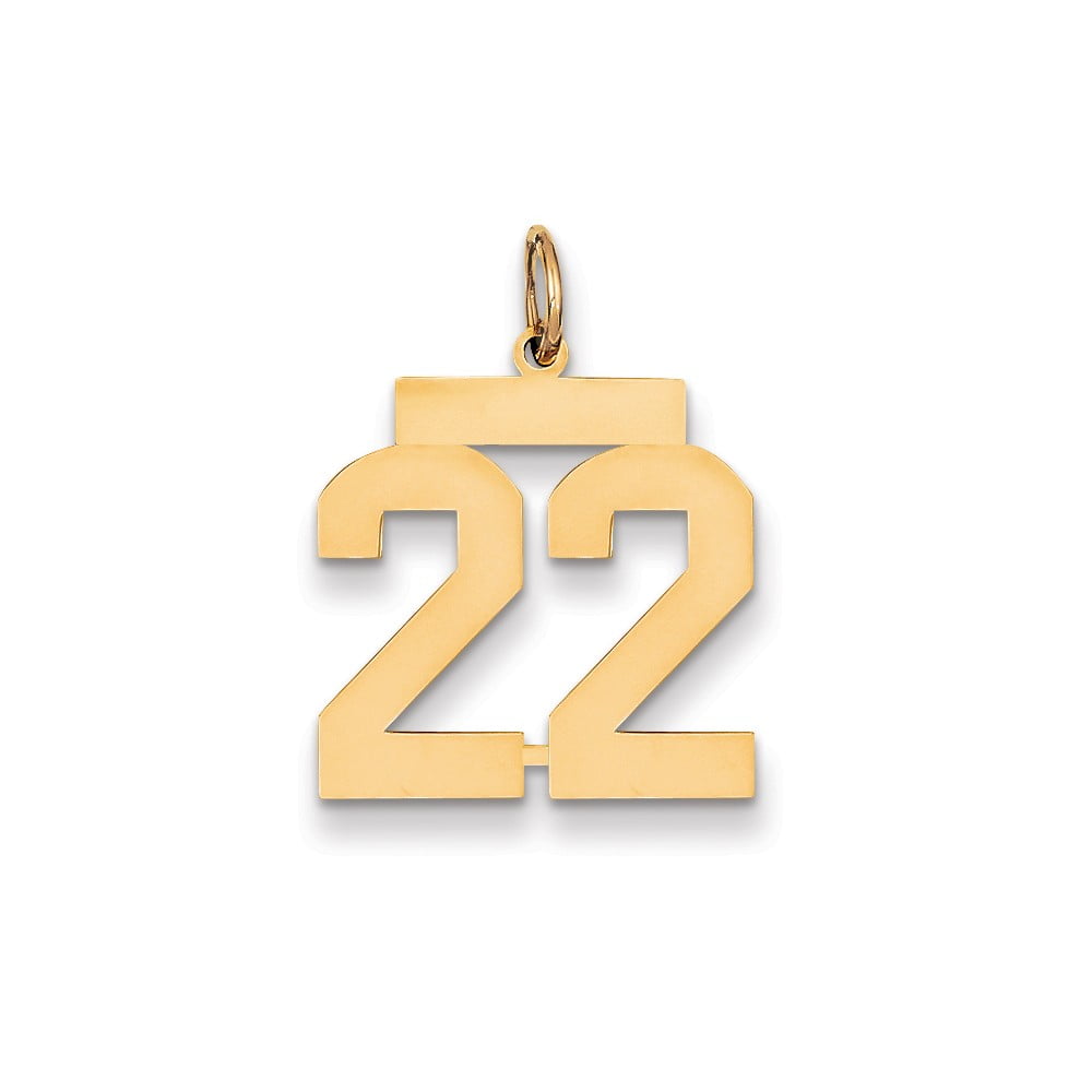 Real 14kt Yellow Gold Medium Polished Number 22 Charm Pendant; for ...