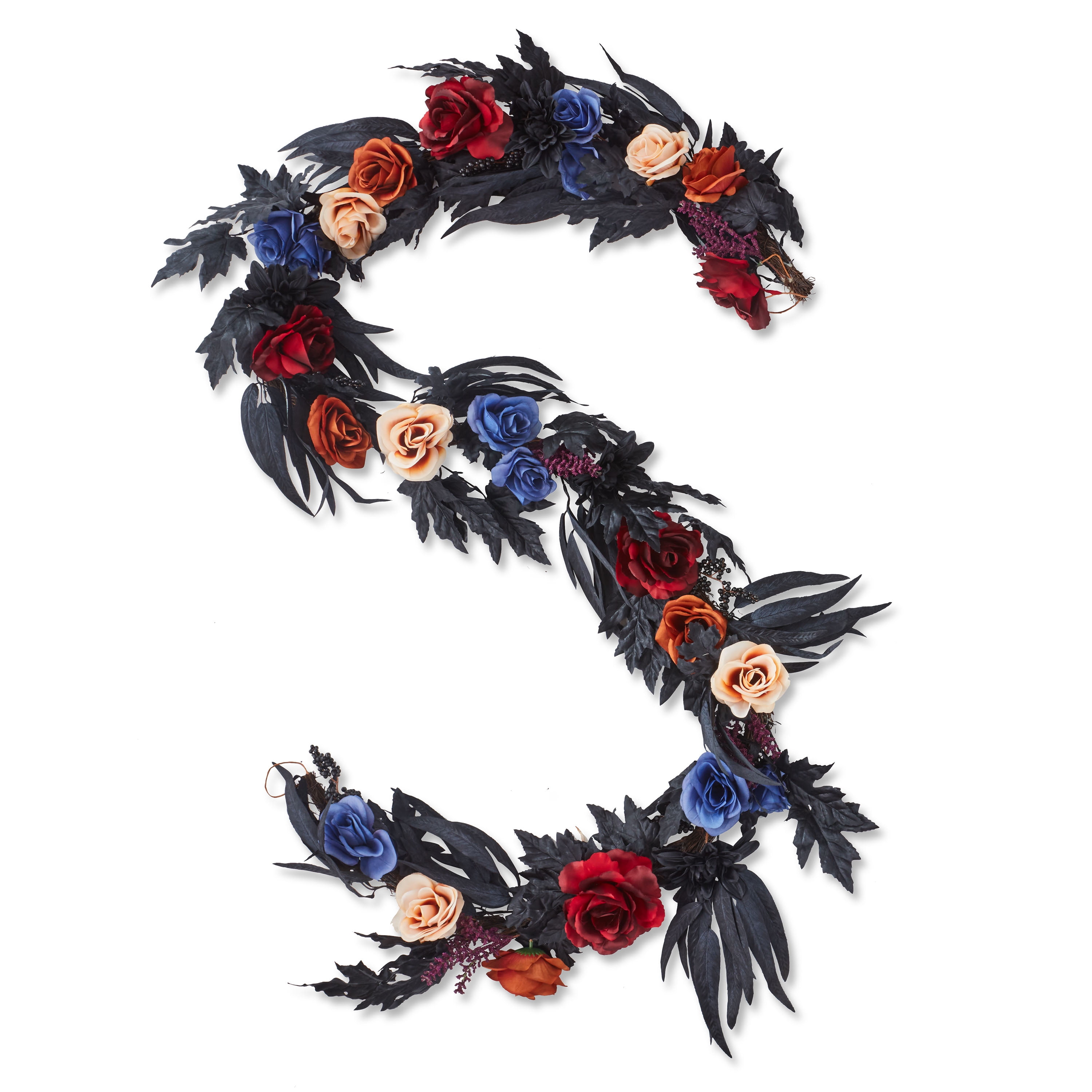 Way to Celebrate Halloween Spooky Roses and Harvest Leaves Garland, 9 ...