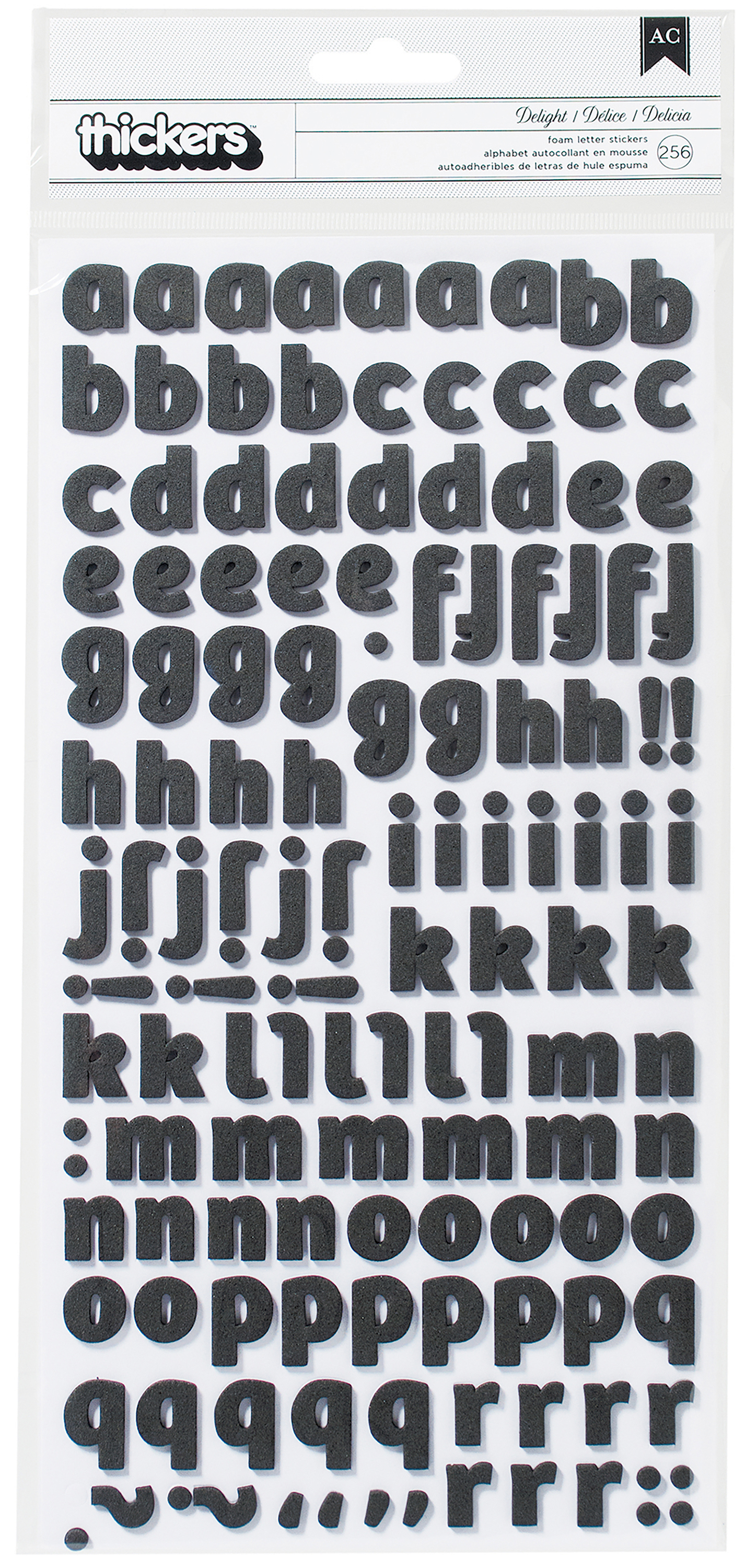 American Crafts Thickers Alphabet Foam Stickers 2/Pkg-Delight - Black ...