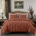 Chezmoi Collection Berlin Terracotta Pinch Pleat Full Comforter Set, 3 ...