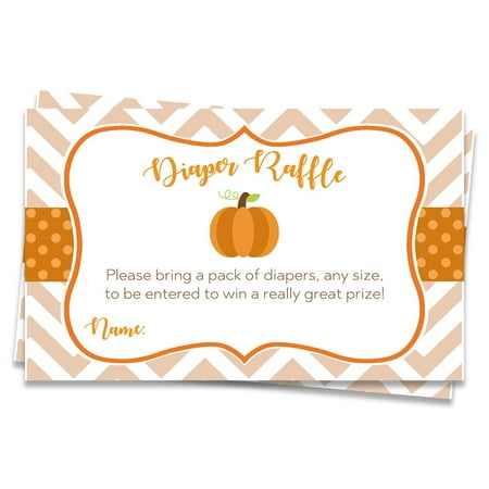 Pumpkin Diaper Raffle Ticket Baby Shower chevron Little Pumpkin Diaper ...