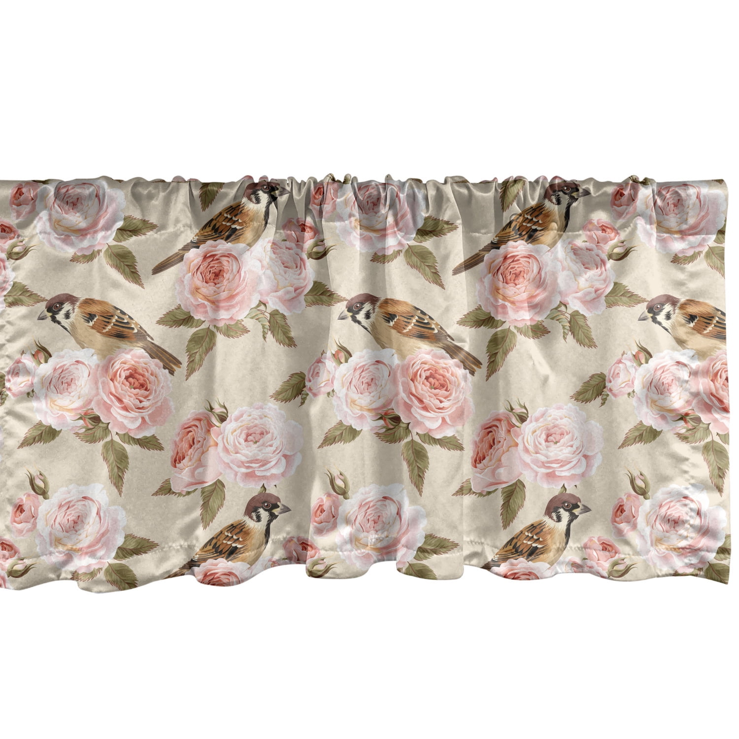 Floral Window Valance Pack of 2, Victorian Style Image of Rose Flowers ...