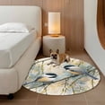 Birds Branches Round Rug 7ft Washable Circle Rugs Non Slip Country ...