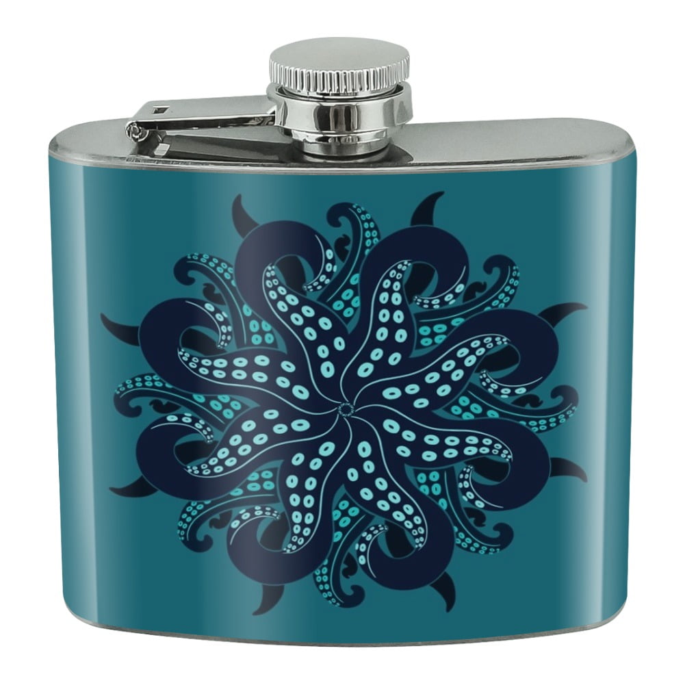 Octopus Squid Tentacles Stainless Steel 5oz Hip Drink Kidney Flask ...