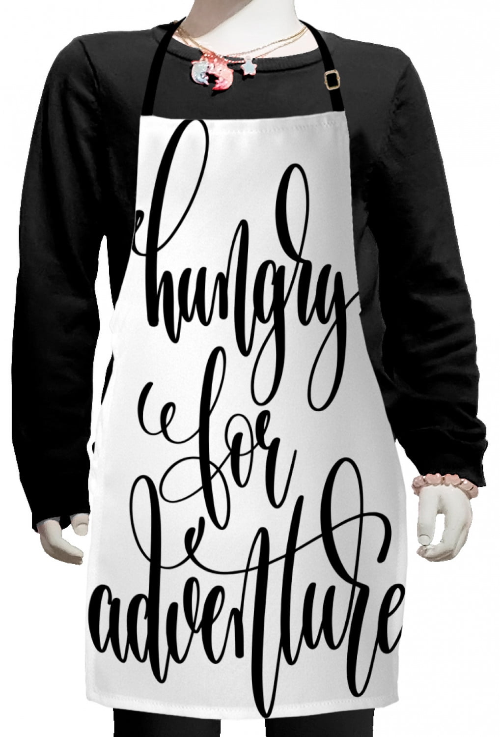 Adventure Kids Apron, Monochrome Words Hungry for Adventure Journey ...