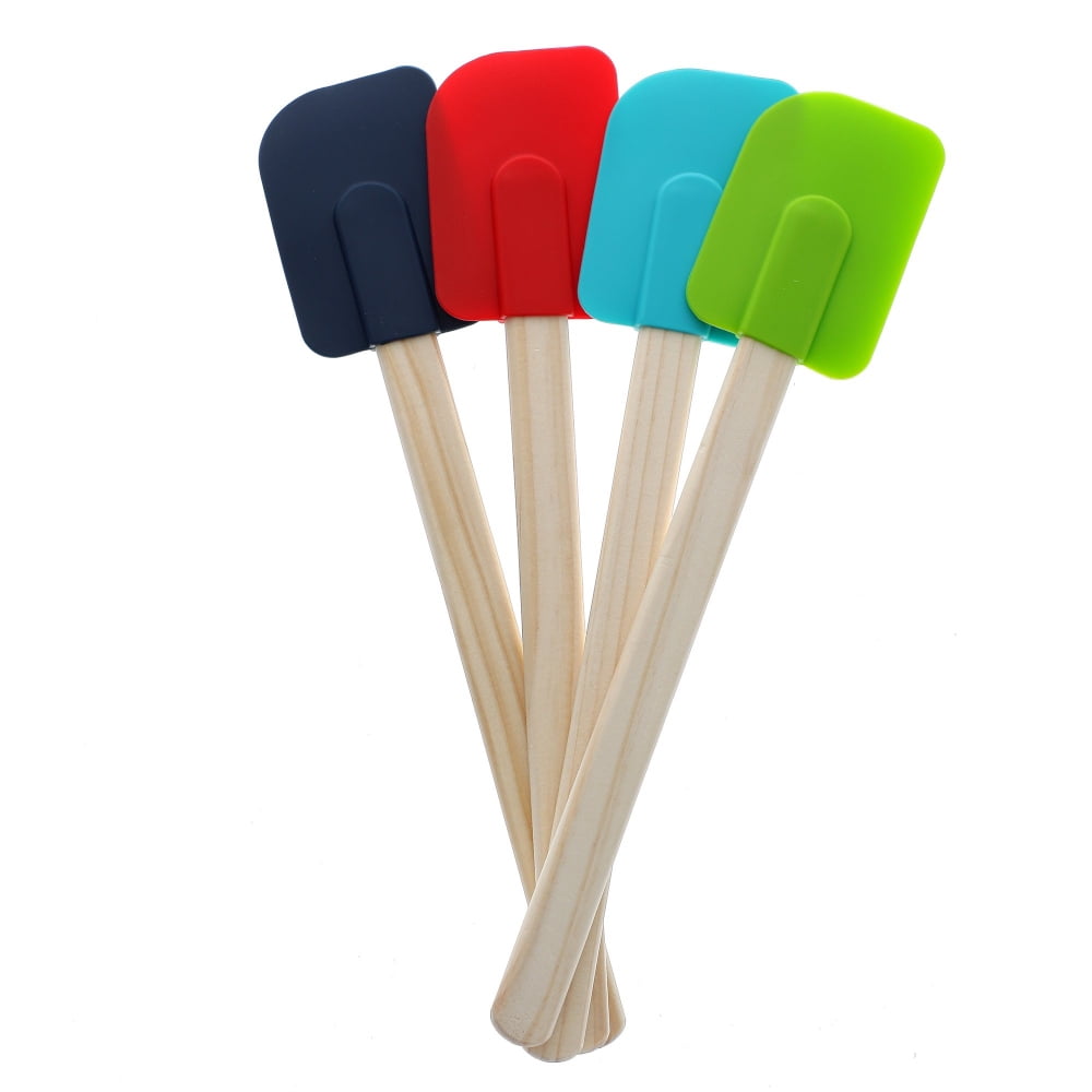 Dsseng 4-Piece Silicone Spatula with Wooden Handle Set, Assorted Colors ...