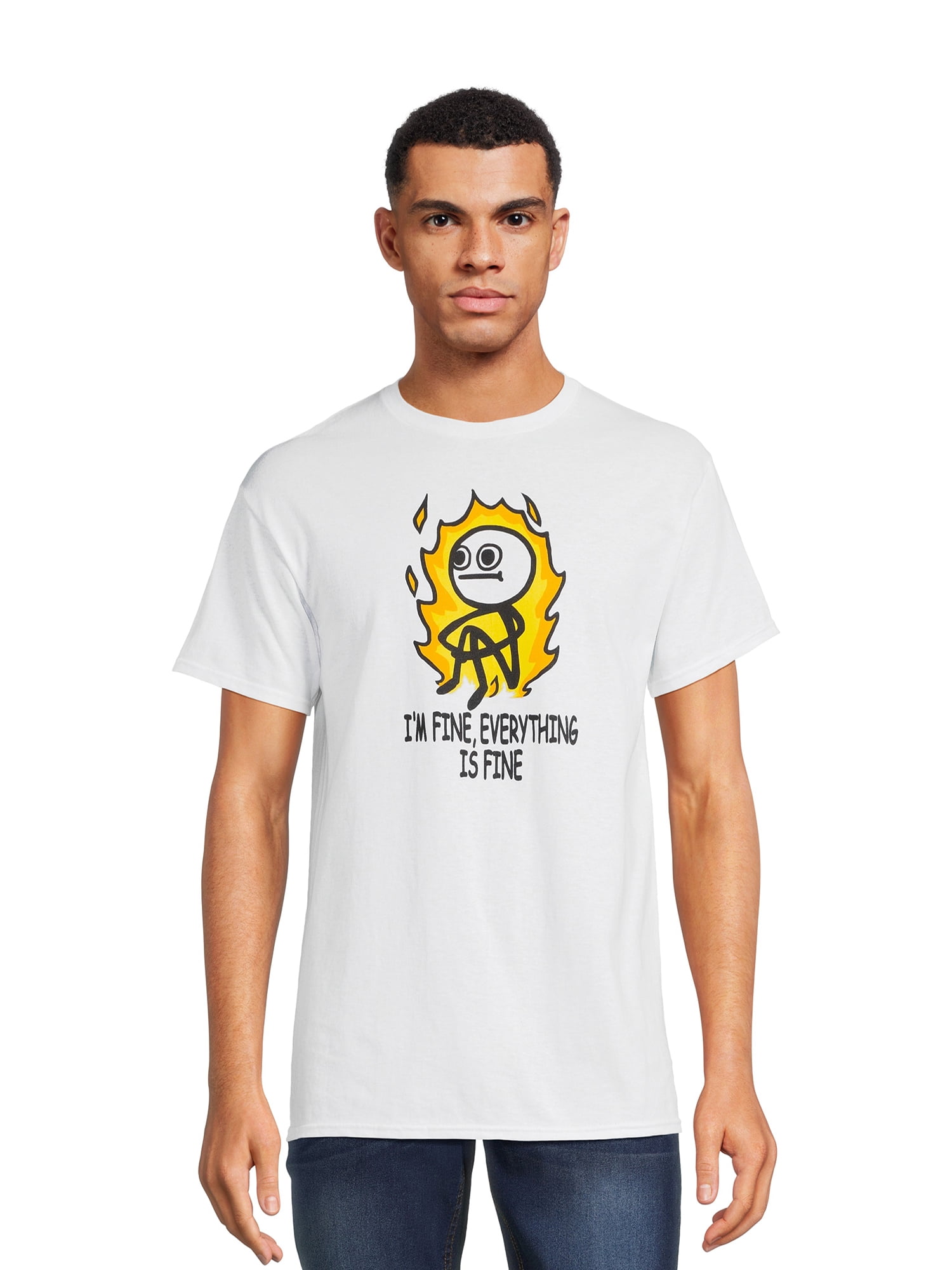 I'm Fine Stick Man Men's Graphic Tee with Short Sleeves, Sizes S-3XL ...