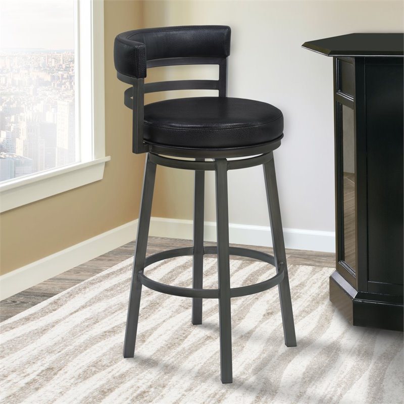 Armen Living Madrid 26 Counter Height Metal Swivel Barstool In Ford