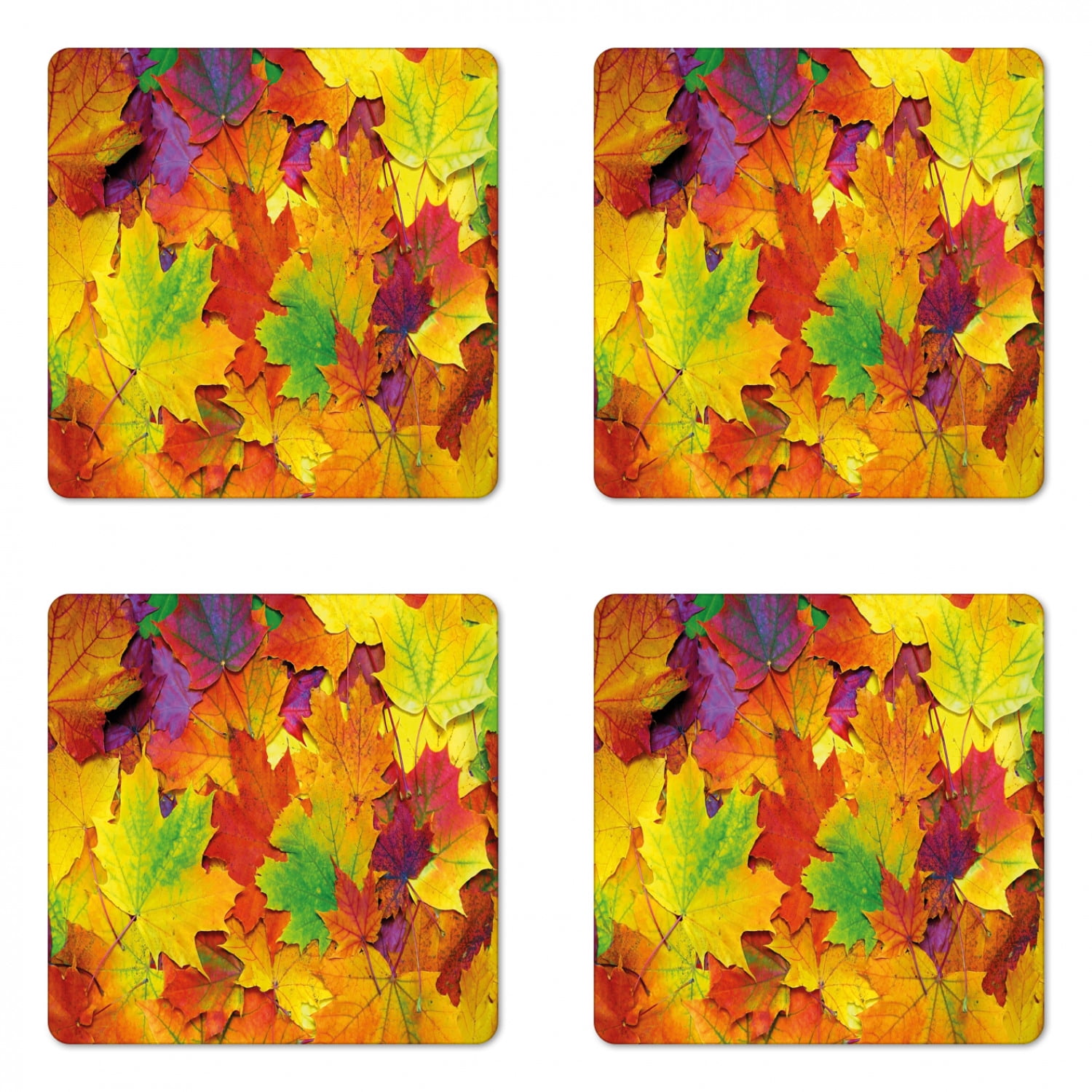 Fall Coaster Set of 4, Different Colored Vibrant Many Autumn Maple ...