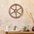 BESTYASH Wooden Wagon Wheel Wall Hanging Vintage Light Brown Wood Wheel ...