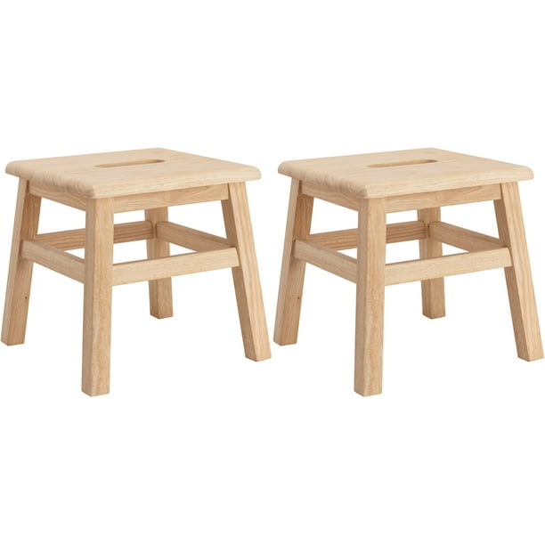 eHemco Solid Hardwood Step Stool, 12.25 Inches, Unfinished, Set of 2 ...