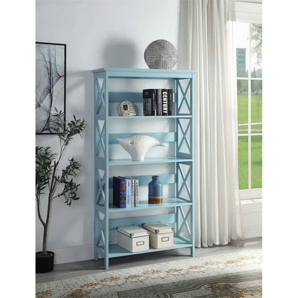 Pemberly Row Five-Tier Bookcase in Mint Green Wood Finish - Walmart.com