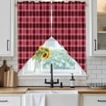 Burgundy Red Grid Swag Curtain Valance for Windows, Fall Minimalist Red ...