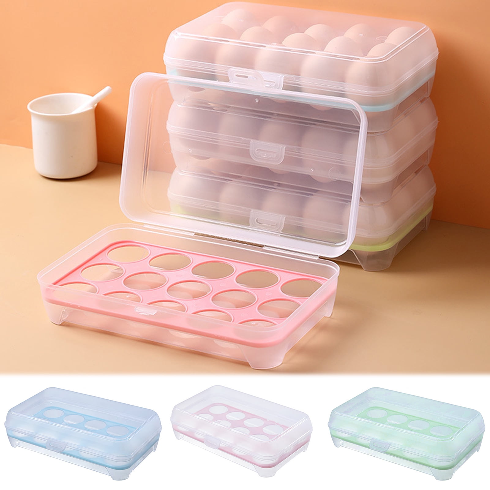 Walbest 15 Grid Plastic Egg Storage Box, Anti-Collision Transparent ...