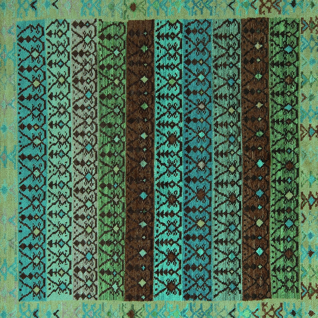 Ahgly Company Indoor Square Abstract Turquoise Blue Modern Area Rugs, 7 ...