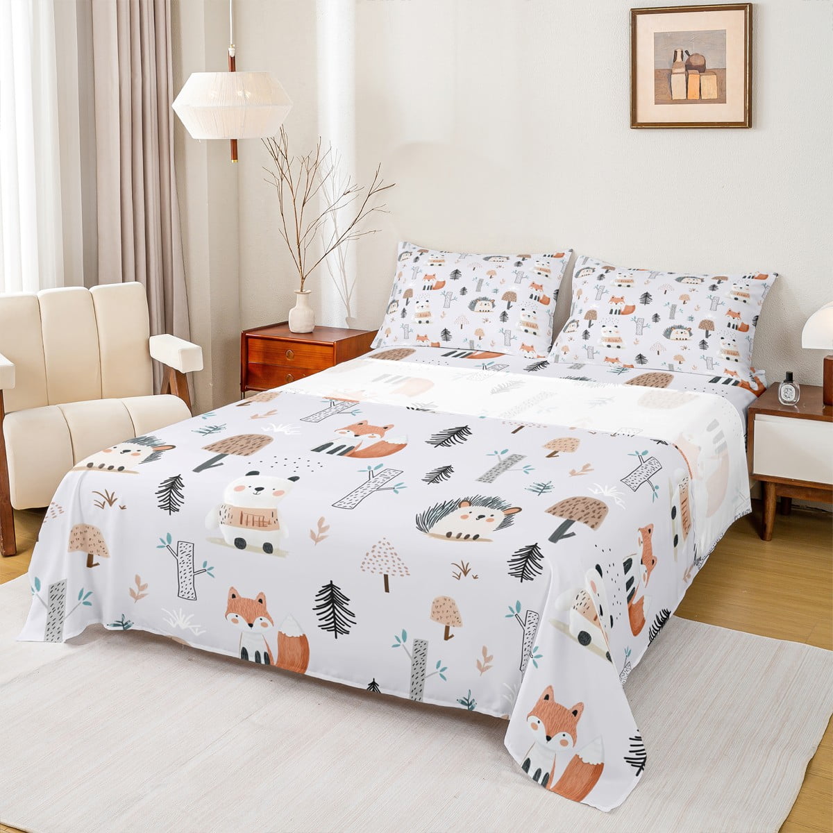 Click here for Erosebridal Cartoon Bear Fox Bed Sheets Twin  Rust... prices