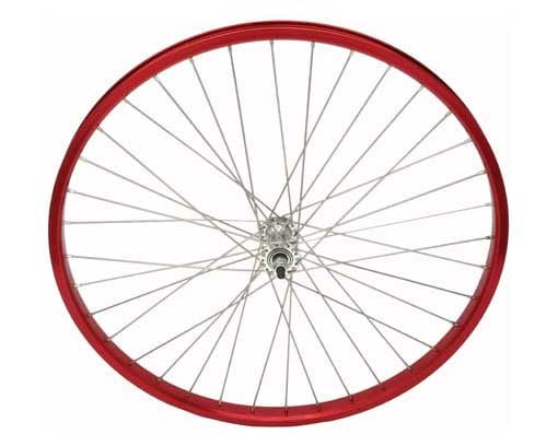26" x 2.125" Alloy Front Wheel 12G Red. Bicycle wheel, bike wheel ...